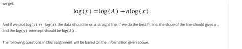 solved data shown below is expected to obey the power law