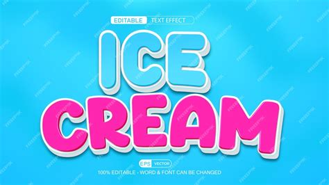 Premium Vector Ice Cream Editable Text Effect Vector 3d Style