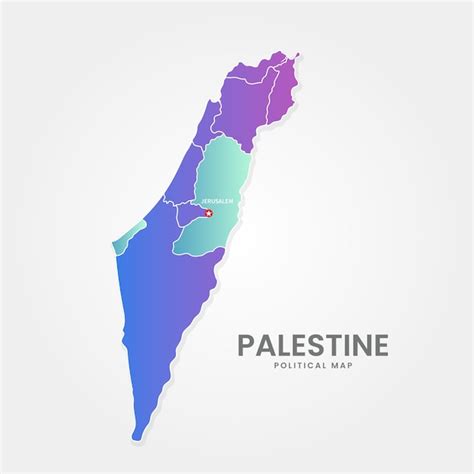 팔레스타인 지도 일러스트레이션 프리미엄 벡터
