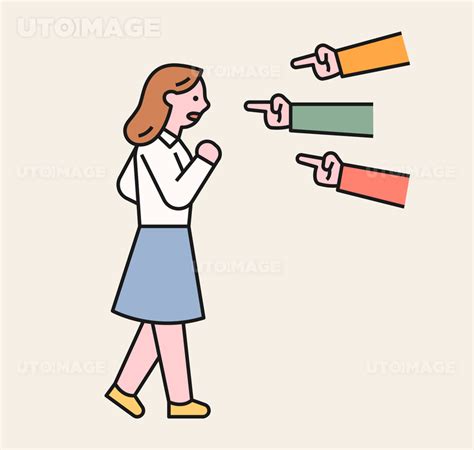 유토이미지 사람들이 한 소녀를 손가락질 하 고 있다