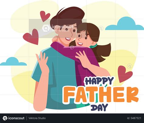 Best Premium Father Hugging His Daughter Illustration Download In Png