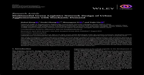 Pdf Multimodal Green Logistics Network Design Of Urban Journalsjat