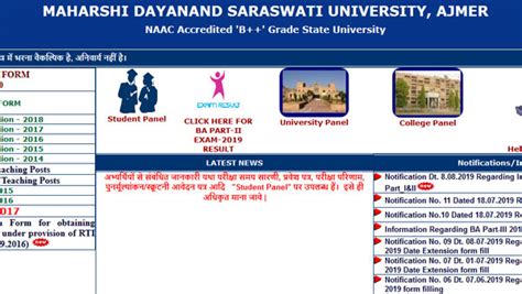 Mdsu Ajmer University Ba Part Ii B Sc Part I Ii Exam Result 2019
