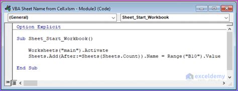 How To Add Sheet With Name From Cell Using Excel Vba
