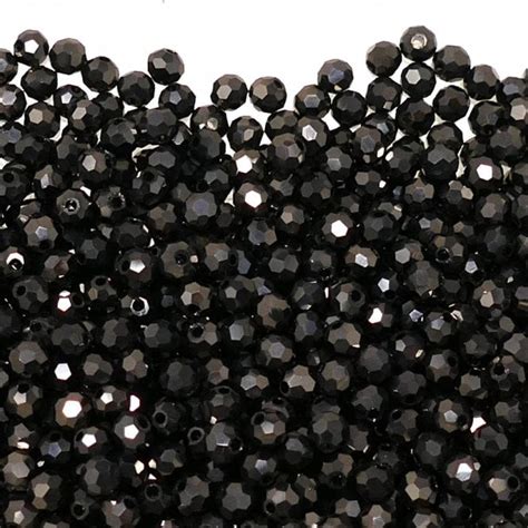 4mm Glass Round Faceted Beads Metallic Black 100pcs 1 String