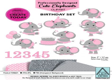 Birthday Girl Elephant Clip Art Inpurple Graphic By Adlydigital