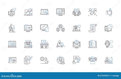 Staff Coordination Line Icons Collection Collaboration Communication