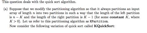 Solved This Question Deals With The Quick Sort Algorithm