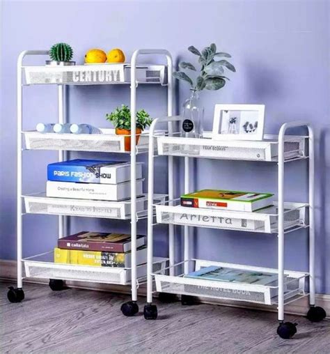 Jual Troli Barang 4 Tingkat Rak Portable Roda Serbaguna Dapur Kamar