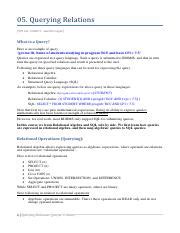 Querying Relations Understanding Relational Algebra SQL Course Hero