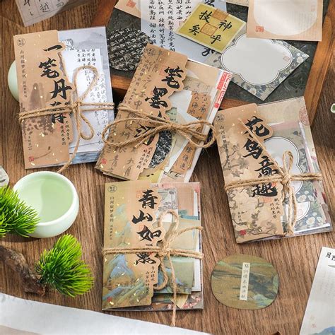 山河故夢國風素材包中國風書法手帳貼紙裝飾便籤貼古風素材紙套裝 蝦皮購物