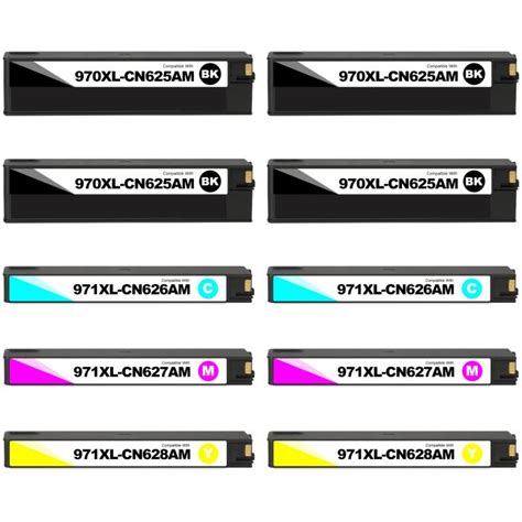 Compatible HP 970XL, 971XL Ink Cartridges 10 Pack (4 Black, 2 each of ...