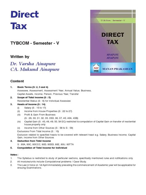 Tybcom Direct Taxes Sem V Pdf Income Tax Deduction