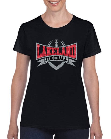 Lakeland Lancers Football Ladies Tee W Large Front Logo Graphic Desig