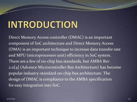 Design And Implementation Of An Advanced Dma Controller On Amba Based Soc Pptx