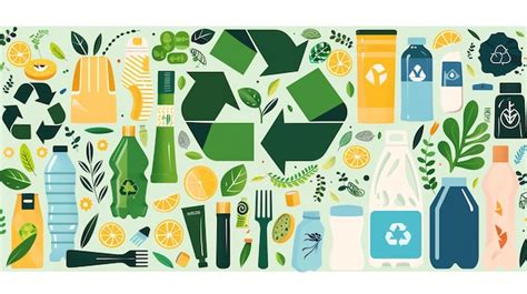 Colorful Illustration Of Recycling Concept With Green Arrows Bottles