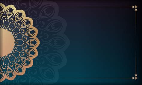 텍스트 아래 디자인을 위한 추상적 인 금 장식이있는 파란색 그라데이션 배너 템플릿 0명에 대한 스톡 벡터 아트 및 기타 이미지