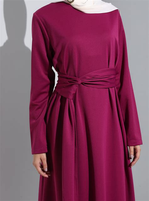 Cherry Color Modest Dress