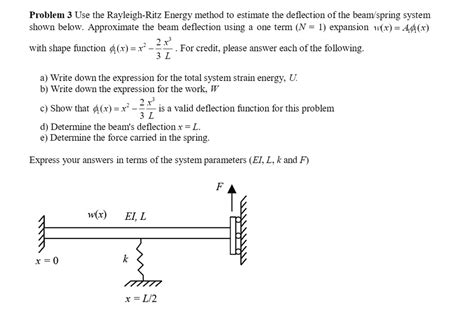 Solved Problem 3 Use The Rayleigh Ritz Energy Method To Estimate The Deflection Of The Beam