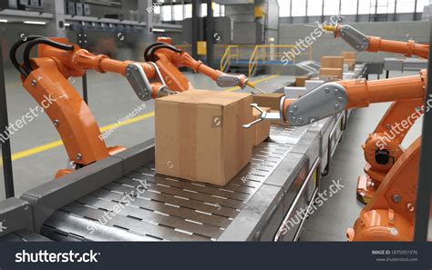 Automation On Assembly Line Industrial Logistics Stock Illustration