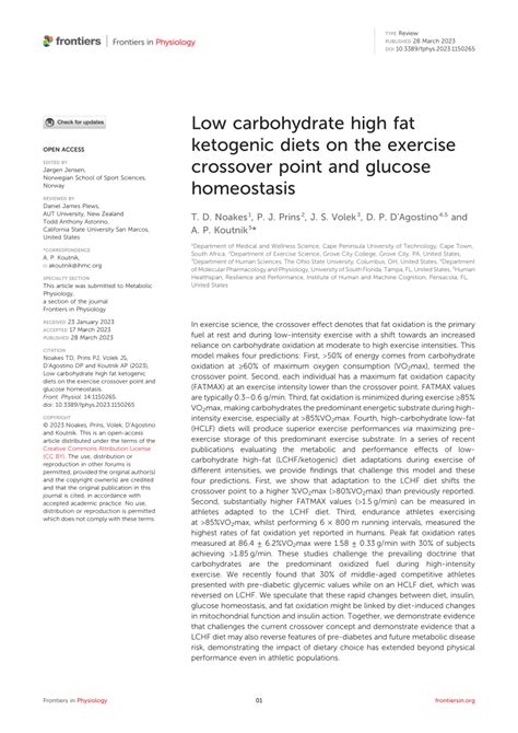 Pdf Low Carbohydrate High Fat Ketogenic Diets On The Exercise