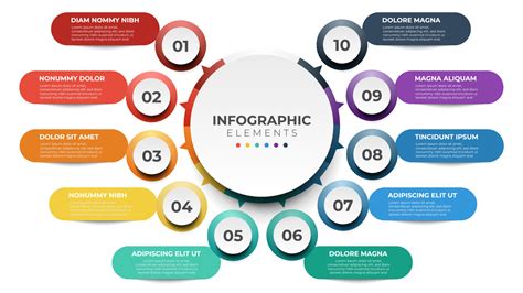List Of Steps Layout Diagram With Number Of Sequence Circular Infographic Element Template