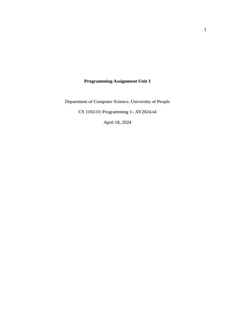 Programming Assignment Unit 1 Pdf