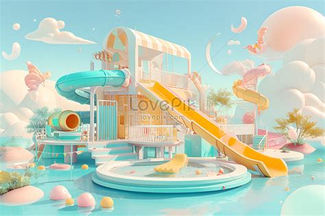원더랜드 워터파크 일러스트 무료 다운로드 Lovepik