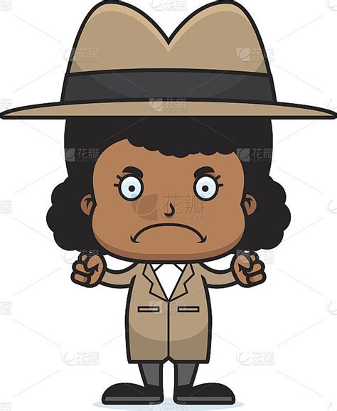 卡通愤怒的侦探女孩