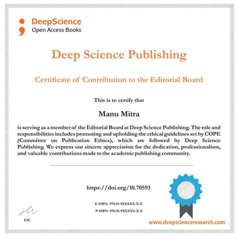 Editorial Board Certificate At Deep Science Pdf