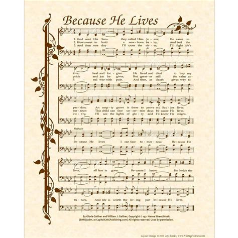 Because He Lives Christian Home And Office Decor Hymn Wall Art Inspirational Wall Art
