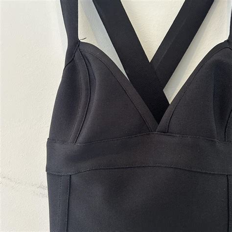 Black Herve Leger Dress Size Small Goes Down To The Depop