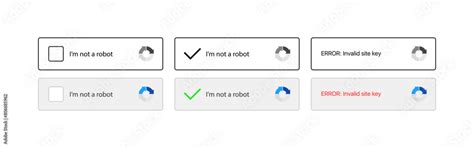 Confirmation Captcha Icon Set Buttons Im Not A Robot Mockup Flat Style Vector Icons Stock