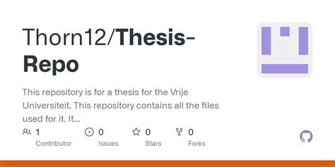 Github Thorn Thesis Repo This Repository Is For A Thesis For The