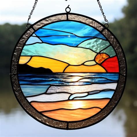 Stained Glass Panel Ocean Etsy
