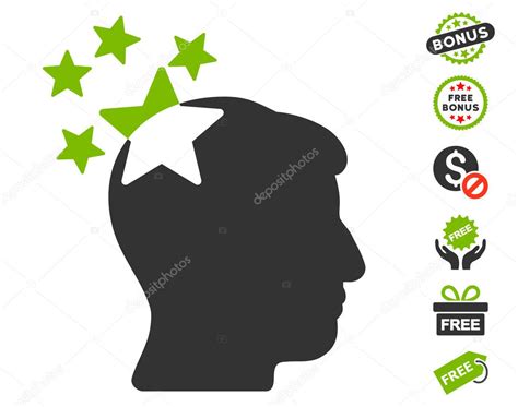 Stars Hit Head Icon With Free Bonus — Stock Vector © Ahasoft 128382644