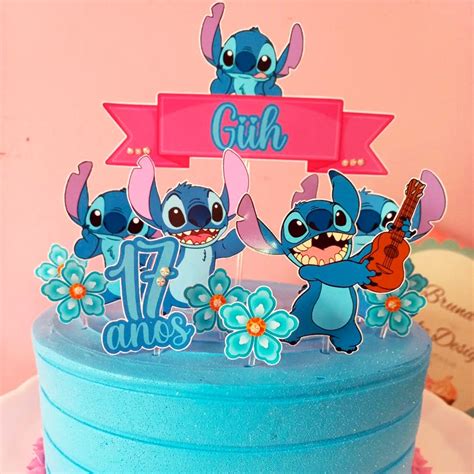 Topo De Bolo Topper De Anivers Rio Lilo E Stitch Lucox Cl