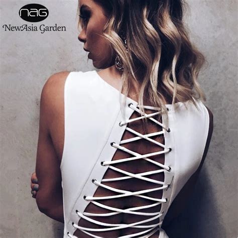 Newasia Garden Sexy Bodysuit Backless Lace Up Bodysuits Rompers Women