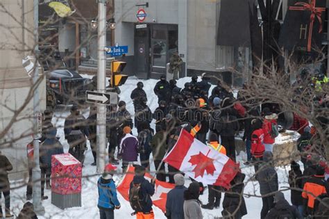 Ottawa Ontario Canada Feb 19 2022 Downtown Ottawa Freedom Convoy