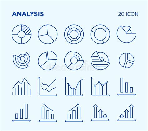 simple set of analysis diagrams vector line icons stock vector