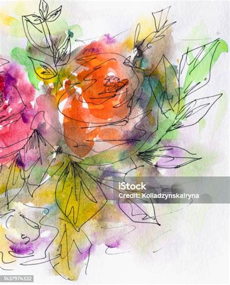 Dessin De Fleurs À Laquarelle Sur Fond Blanc Style Impressionniste