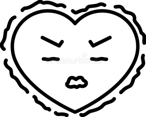 Lijntekening Van Het Hart Emoticon Pictogram Vector Illustratie