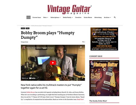 Vintage Guitar Mag Feature Playing “humpty Dumpty” Bobby Broom