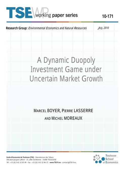 Pdf A Dynamic Duopoly Investment Game Under Uncertain Market Growth