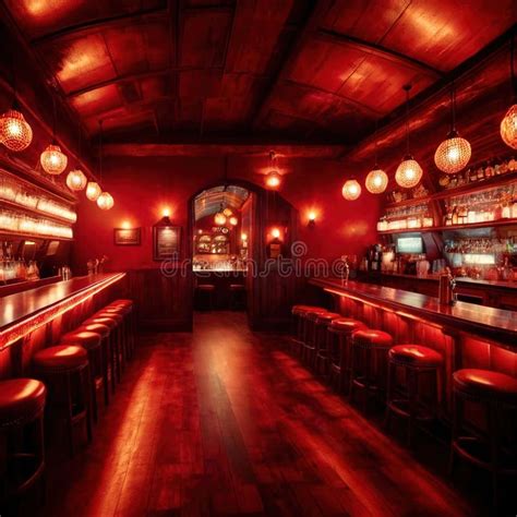 Inside Bar Interior Bright Long Exposure Glowing Lights Stock Illustration Illustration Of