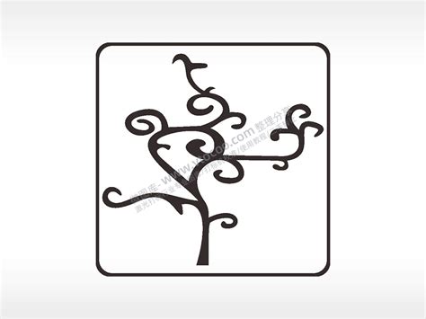 树枝方形挂件激光雕刻ai8 0格式激光打标文件通用矢量图 微图库