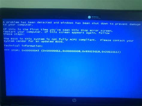 The Bios In This System Is Not Fully Acpi Compliant Hp Support Community 6609090