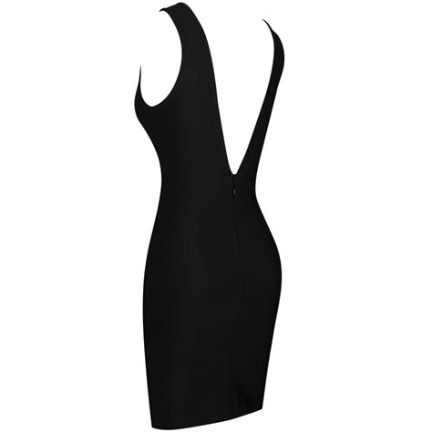 Wolddress Womens V Neck Sleeveless Rhinestone Mini Bandage Dress Pk091908
