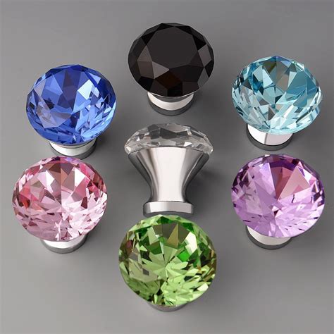 30mm Glass Crystal With Silver Base Drawer Cabinet Knobs 30x32mm Deals 4 Less