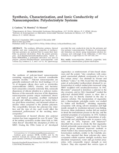 Pdf Synthesis Characterization And Ionic Conductivity Of Novel Crosslinked Polymer